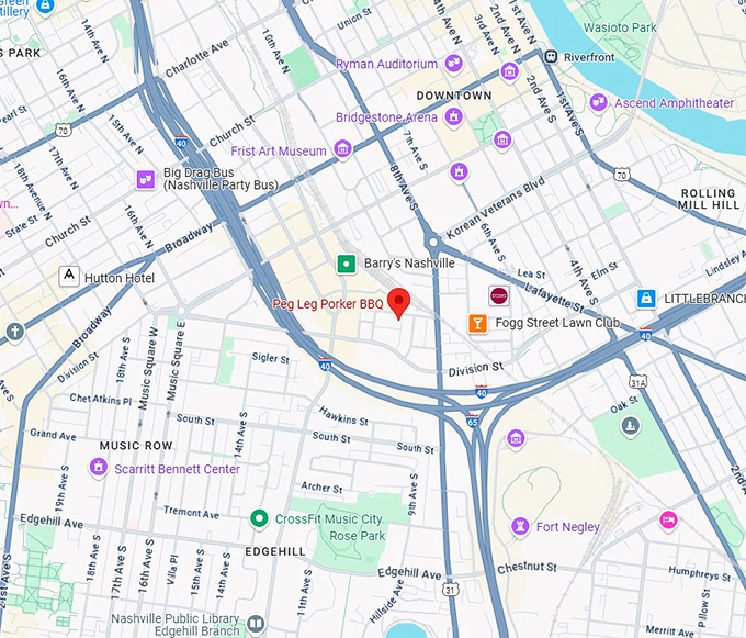 16. peg leg porker bbq map