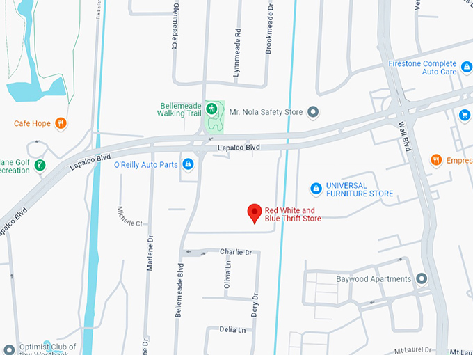 16. red white and blue thrift store map