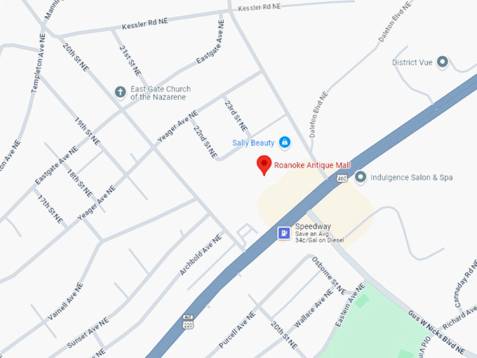 16. roanoke antique mall map