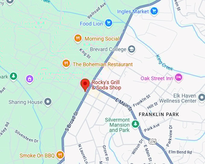 16. rocky's grill & soda shop map