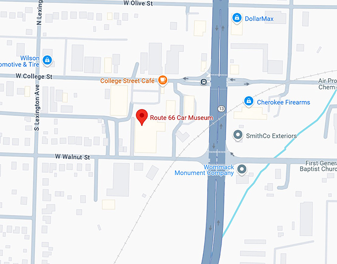 16. route 66 car museum map