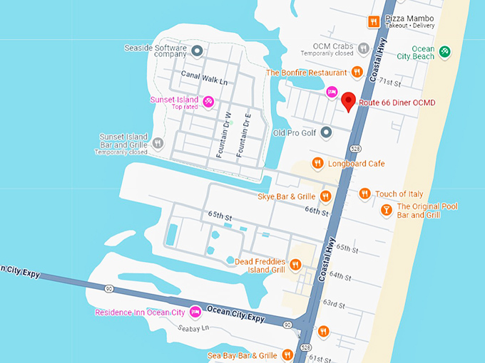 16. route 66 diner ocmd map
