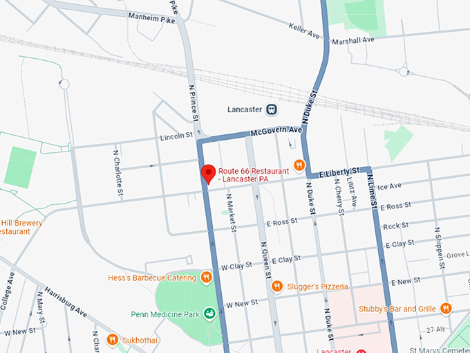 16. route 66 restaurant lancaster pa map