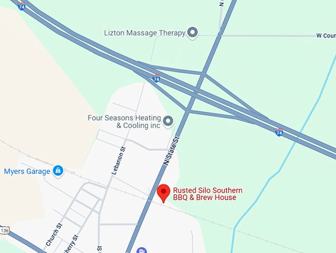 16. rusted silo southern bbq & brew house map