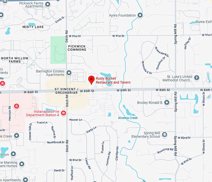 16. rusty bucket restaurant and tavern map