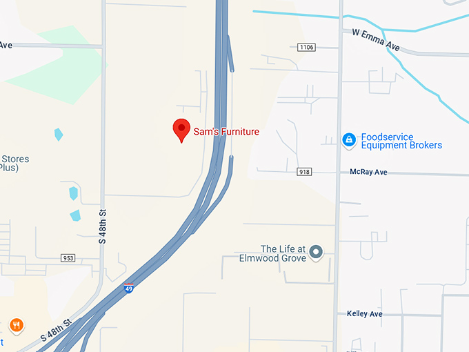 16. sam's furniture (4326 hidden creek ln) map