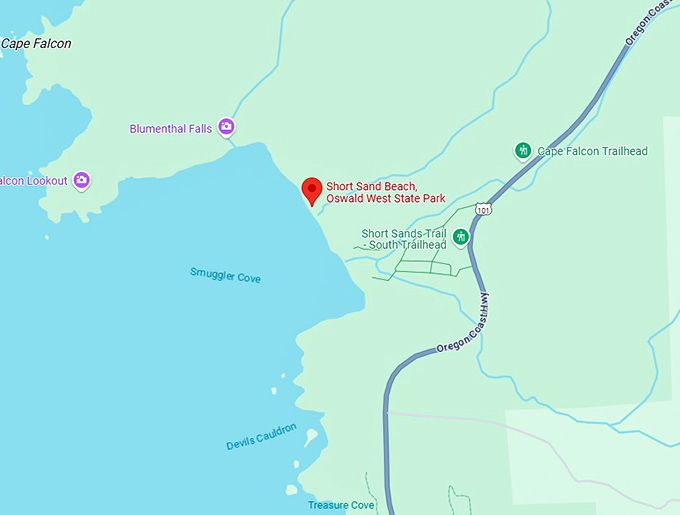 16. short sand beach, oswald west state park map