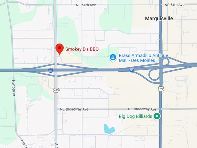 16. smokey d's bbq map
