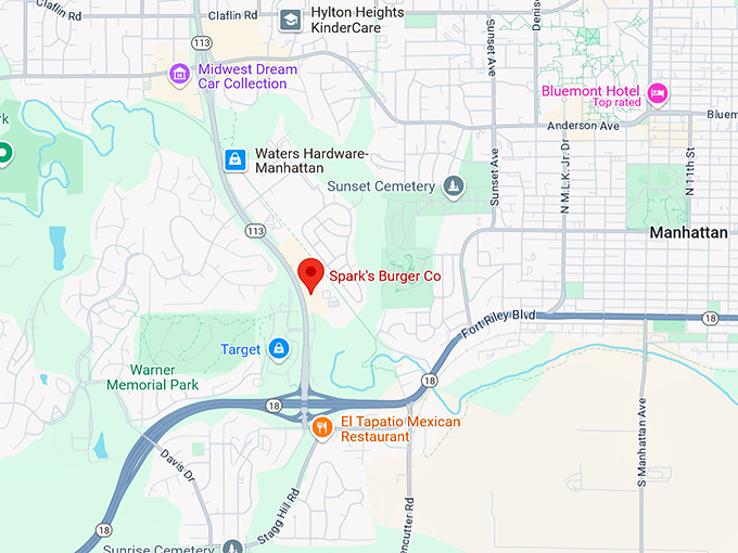 16. spark's burger co. map