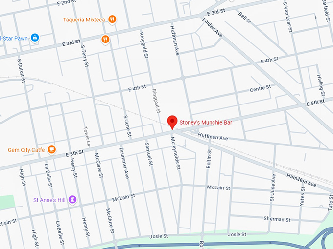 16. stoney&rsquo;s munchie bar map