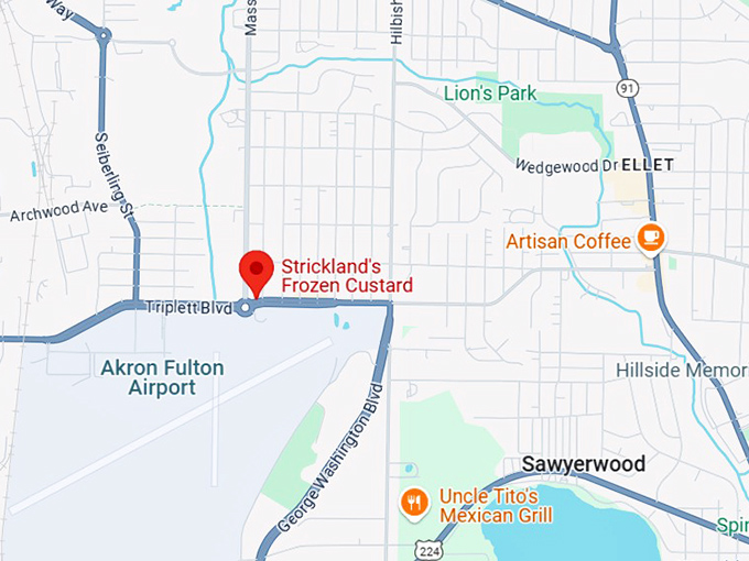 16. strickland's frozen custard map