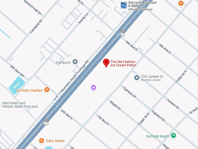 16. the ole fashion ice cream parlor map