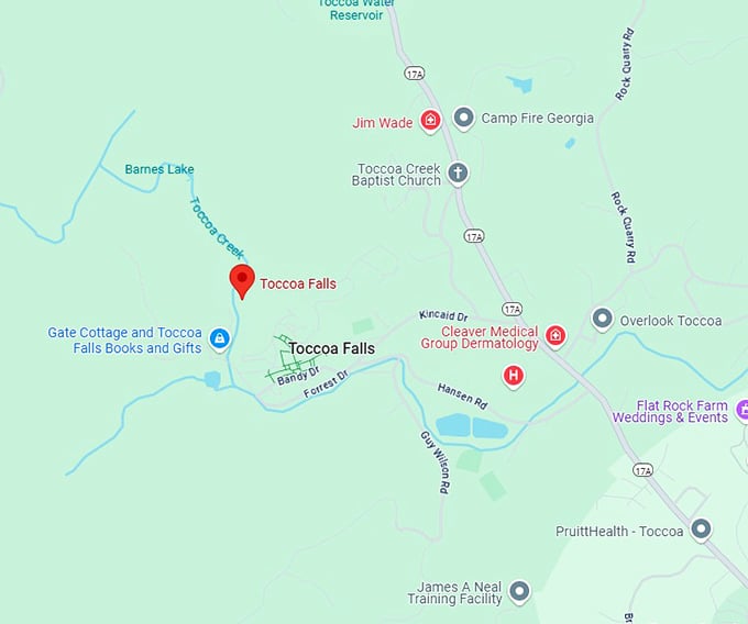 16. toccoa falls map
