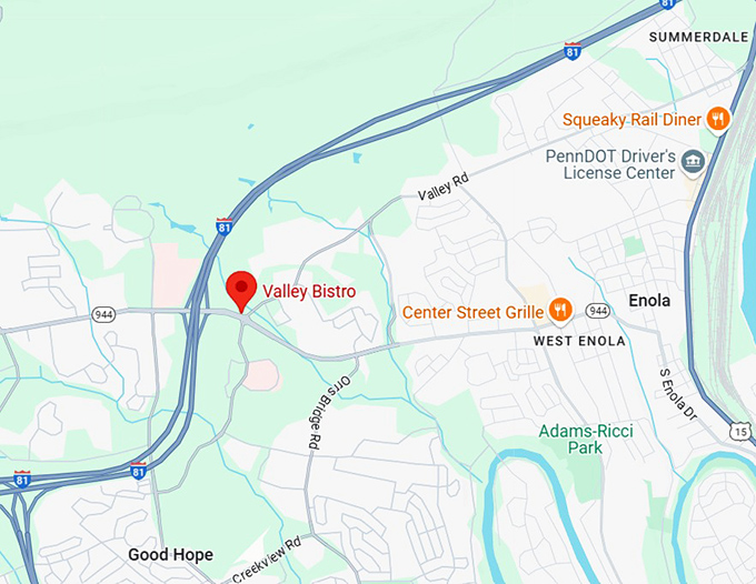 16. valley bistro map