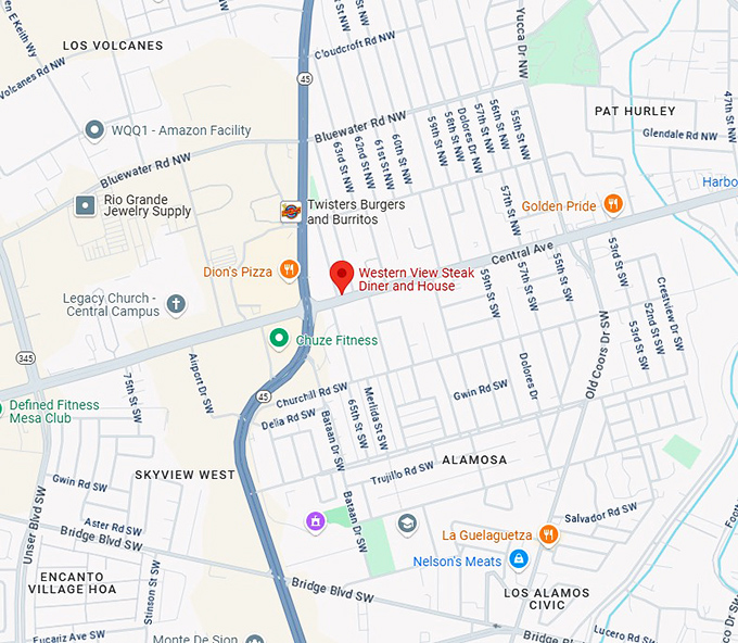 16. western view steak diner and house map