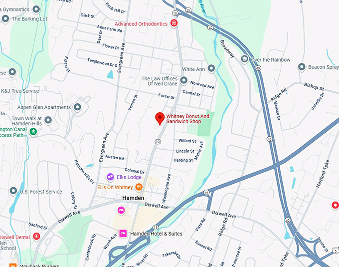 16. whitney donut and sandwich shop map