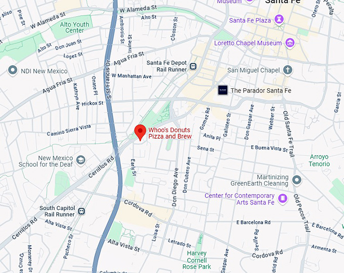 16. whoo's donuts pizza and brew map