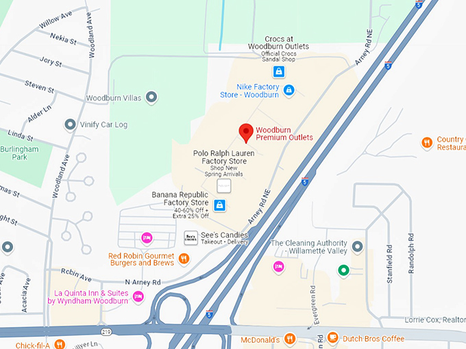 16. woodburn premium outlets map