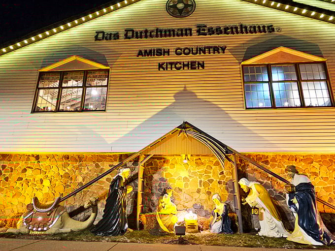Like a welcoming lighthouse for the hungry, Das Dutchman Essenhaus stands proud against the Indiana sky, promising comfort food that'll make your cardiologist wince and your soul sing.