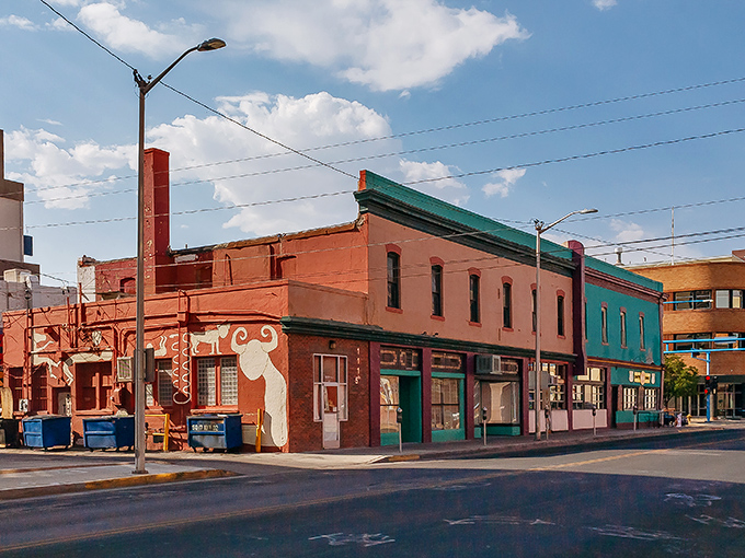Historic buildings line Albuquerque's streets, where colorful facades tell stories of the past while keeping rents surprisingly affordable.