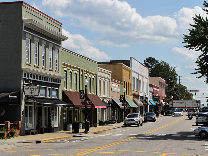 Historic downtown Apex looks like a movie set where everyone knows your name. Those colorful storefronts hide shops where the owners remember your favorite things.