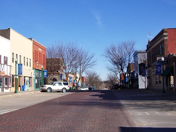 Ashland's main street welcomes you like an old friend, with brick buildings standing shoulder to shoulder under that big Nebraska sky.
