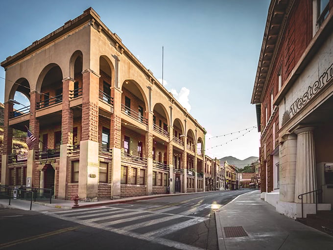 Historic Bisbee's brick buildings stand like sentinels of the past, where mining fortunes once flowed and artists now thrive.