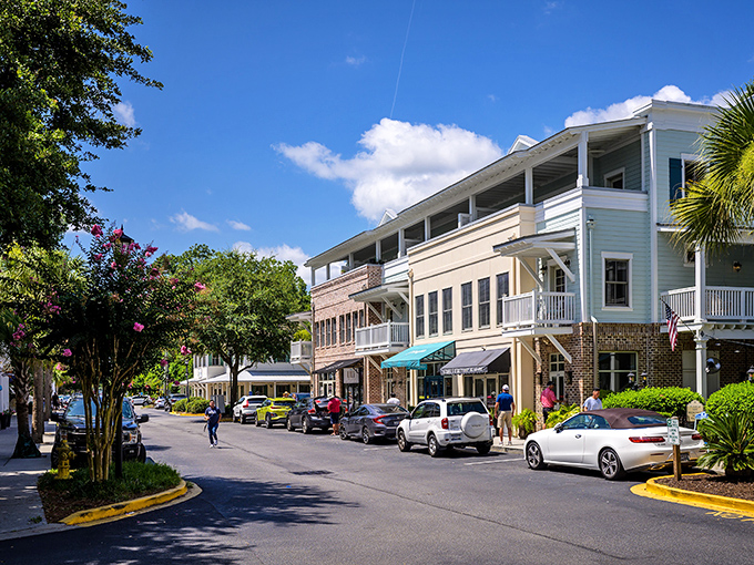 Bluffton's main street welcomes you with pastel-colored charm and whispers, "Slow down, you're on Lowcountry time now."