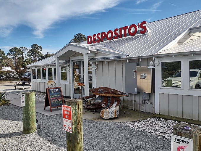 
The pristine white building with that metal roof isn't trying to impress you&mdash;until the seafood arrives and does all the talking.