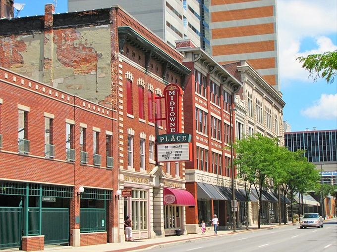 Fort Wayne’s Midtown marquee still knows how to steal a scene—brick, neon, and a touch of nostalgia.