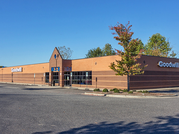 The brick facade of Goodwill's Franklin Square location beckons bargain hunters with the promise of treasures waiting inside. Where retail therapy meets wallet-friendly prices!