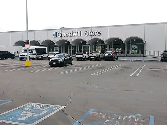 The spacious Goodwill Los Angeles Campus stands ready for treasure hunters, like a department store where every purchase tells a story.