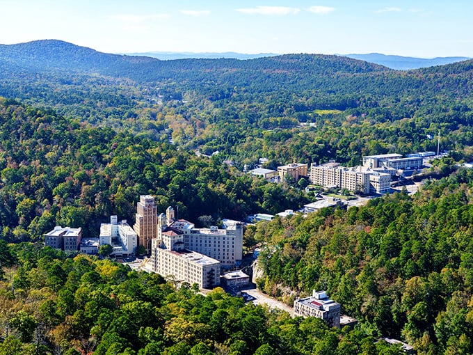 Hot Springs from above &ndash; a verdant mountain paradise where your Social Security check stretches as far as those rolling Ouachita hills.