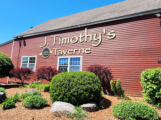 J. Timothy's Taverne's rustic red exterior promises comfort food magic within &ndash; like finding a delicious secret in plain sight.