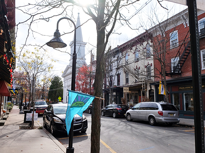 Lambertville's church steeple watches over Main Street like a kindly neighbor keeping an eye on the block party.