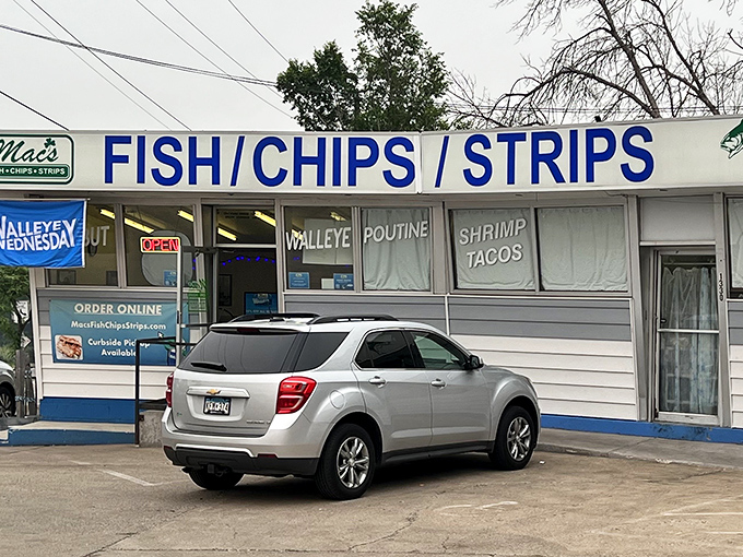 Mac's Fish & Chips: A no-nonsense shrine to fried seafood where the blue signage practically screams "Get in here and eat something delicious, already!"