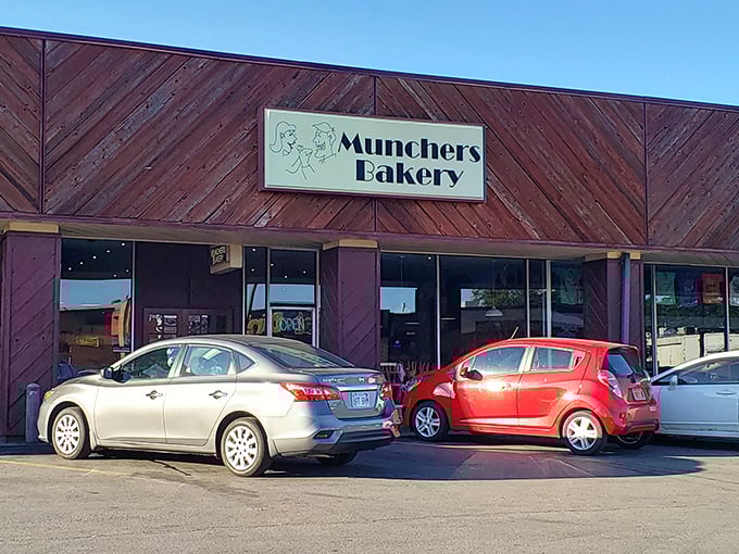 Munchers Bakery's wooden facade might be humble, but inside awaits donut nirvana that's been fueling Lawrence all-nighters since before Netflix was a thing.