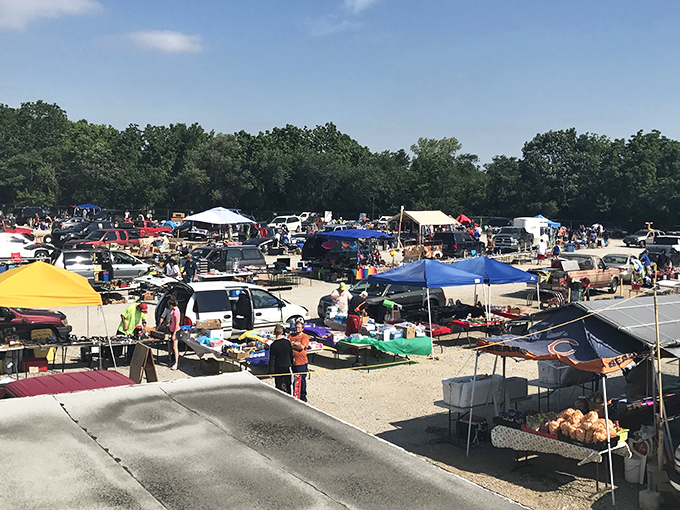 A treasure hunter's paradise! Colorful tents stretch across the old drive-in lot like a carnival where the prize is finding that perfect something.