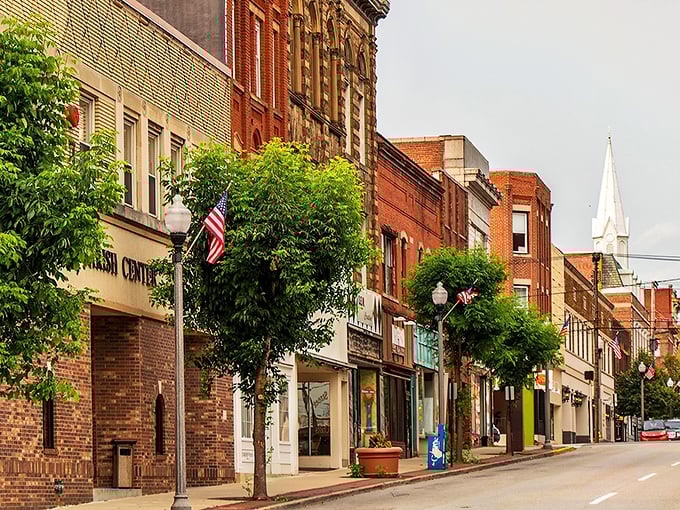 Parkersburg's historic downtown looks like a movie set where small-town America still thrives with its brick buildings and American flags.