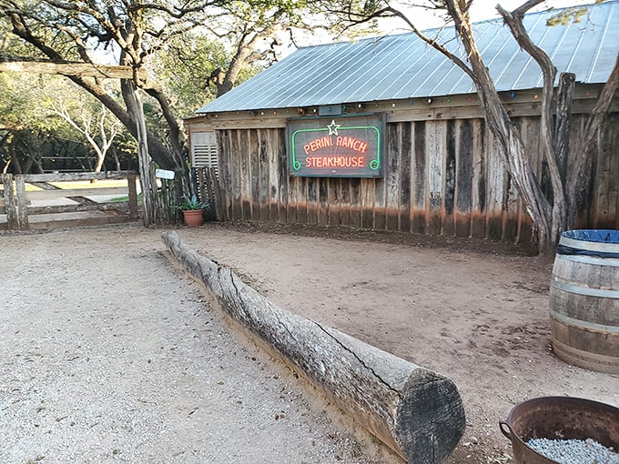 Rustic wood siding and a tin roof &ndash; this isn't just a steakhouse, it's a time machine to the Old West.