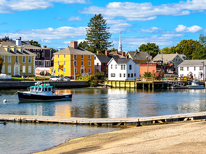 Portsmouth's colorful waterfront houses stand like a row of Crayola soldiers, creating New England's most Instagram-worthy harbor view.