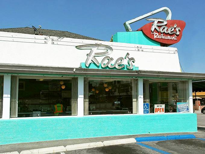 Rae's Restaurant: That turquoise facade isn't just eye-catching&mdash;it's a time portal to when diners served comfort without pretense.