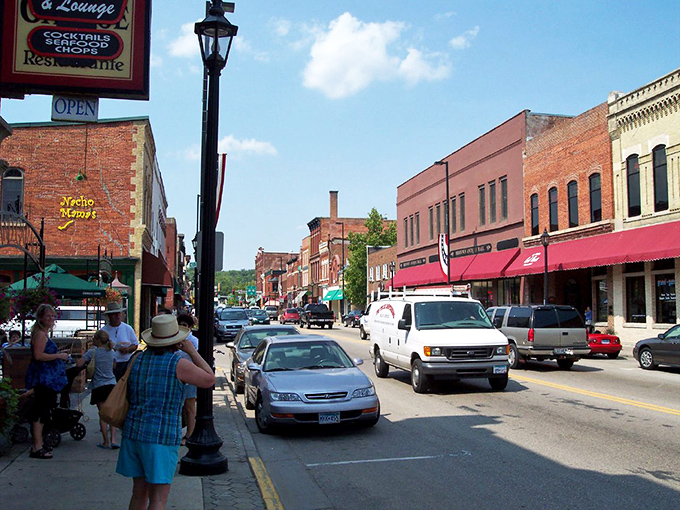 Stillwater's Main Street &ndash; where brick buildings and vintage charm make you feel like you've stepped into a Norman Rockwell painting with better parking options.