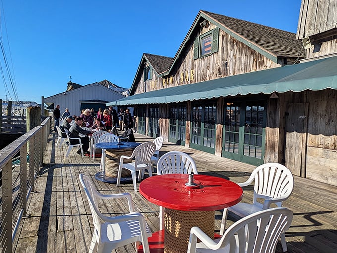 The rustic charm of The Lobster House's wooden deck whispers tales of fresh catches and salty breezes. Pure Cape May magic!