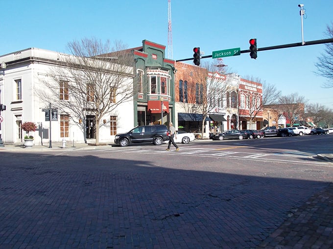Thomasville's brick-paved streets and historic storefronts - where rushing became a forgotten art form.