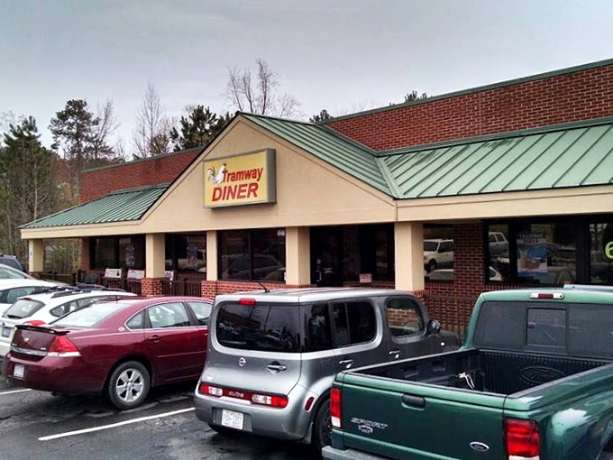 Where time stands still but breakfast arrives quickly &ndash; Tramway Diner's welcoming facade promises comfort food that hugs your soul.