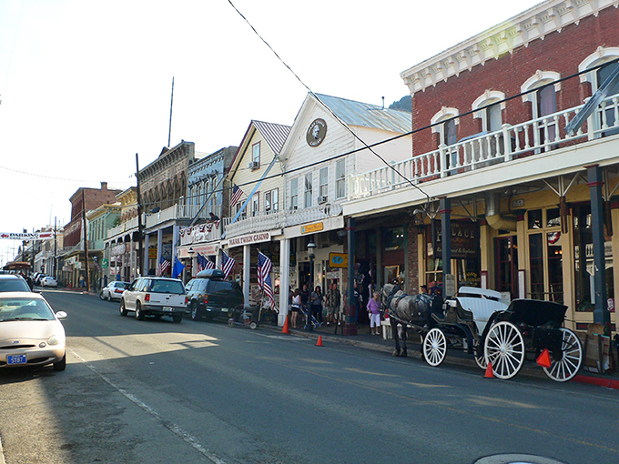 Virginia City's Main Street looks like a movie set, but these wooden sidewalks and vintage storefronts are the real deal.