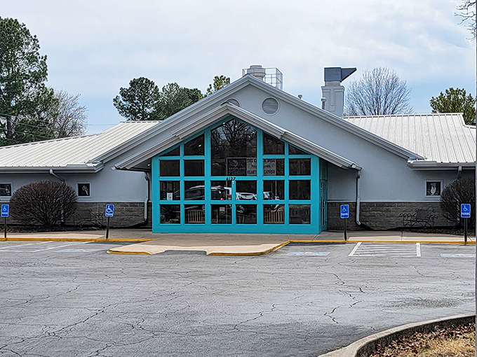 Simple on the outside, extraordinary on the inside - Catfish Hole's unassuming facade hides Arkansas's catfish paradise.