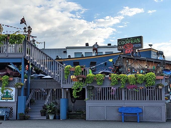 Cooper's outdoor patio welcomes hungry sailors with its whimsical nautical decor &ndash; think Disney met a fisherman and opened a restaurant!