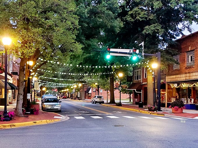 As evening falls, Dover's charming downtown transforms with twinkling lights&mdash;like a small-town movie set where retirement dollars stretch further.